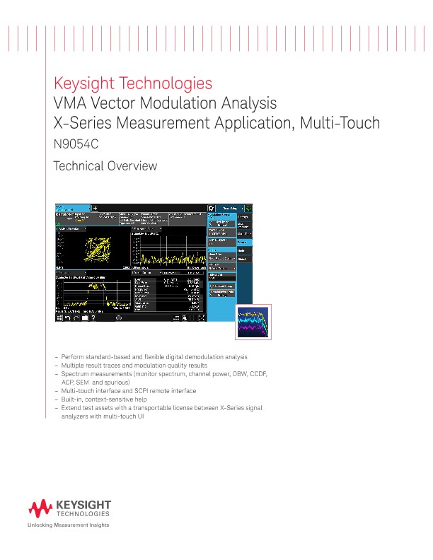 N9054C VMA Vector Modulation Analysis X-Series Measurement Application, Multi-Touch PDF Asset ...